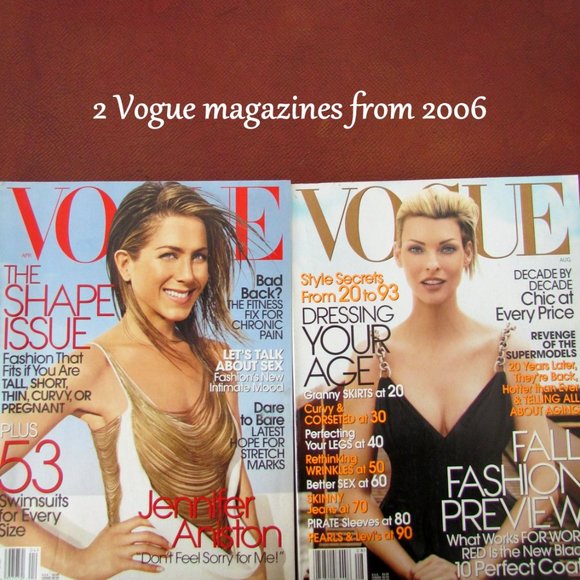 Vogue | Accents | 2 Vogue Magazines Linda Evangellista 206 Supermodels ...